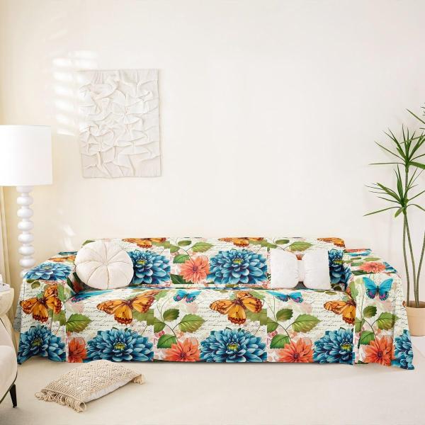 商品名:  Erosebridal Butterfly Couch Cover Vintage Butterfly Flower Non Slip Sofa Cover Floral Garden Botanical Art Couch P...