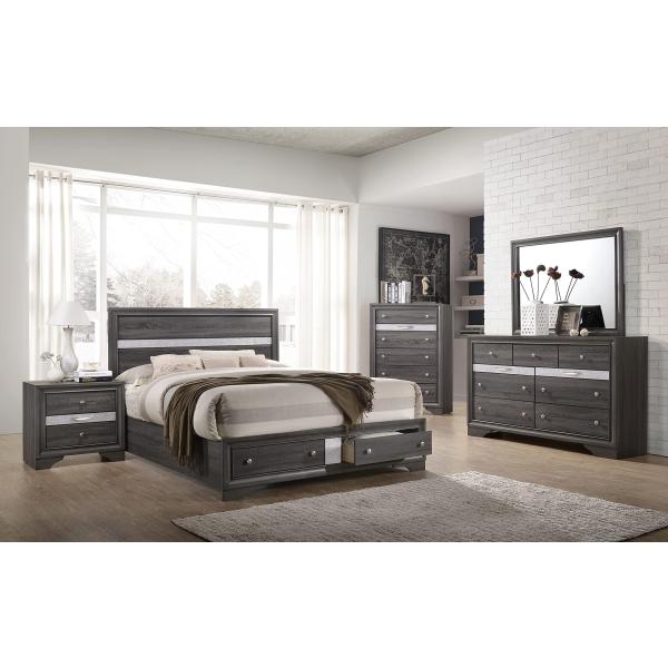 商品名:  BLUECC 5Pcs Queen Storage Bedroom Set Gray Wood Bed Chest Mirror Nightstand Dresserブランド: BLUECC商品サイズ: Queen商品番号: 色...