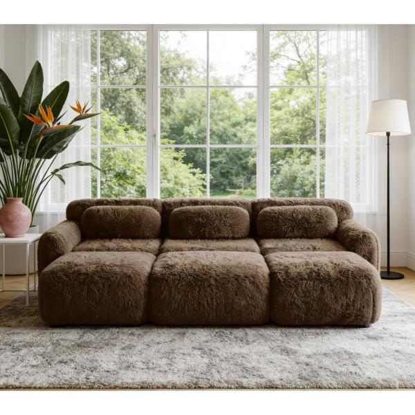 商品名:  Trygoal 114.7" Sectional Sofa Bed, 6-Seater Modular Sleeper Boneless Couch with Movable Ottoman, Plush Convertible...