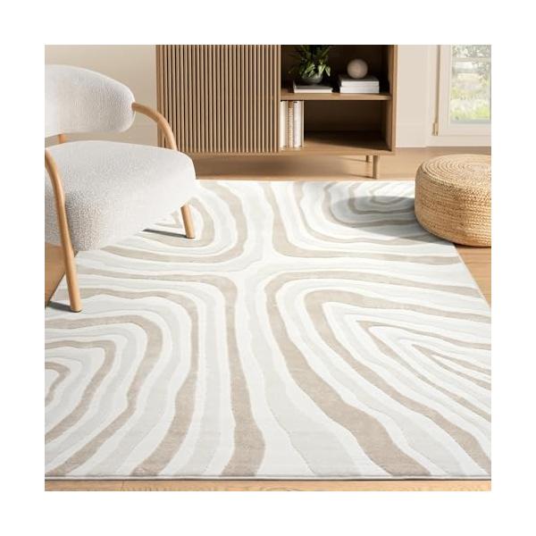 商品名:  Abani Beige Area Rug - 8' x 10' - Living Room &amp; Bedroom - Abstract Wave Design - Indoor Use - Easy to Clean, S...