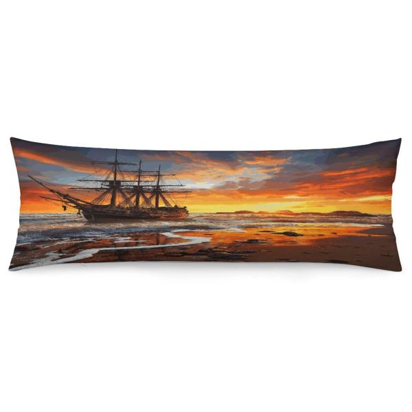 商品名:  Pirate Ship in The Sunset Long Pillow Case Ultra Soft Breathable Long Pillow Cover Decorative Horizontal Pillowcas...