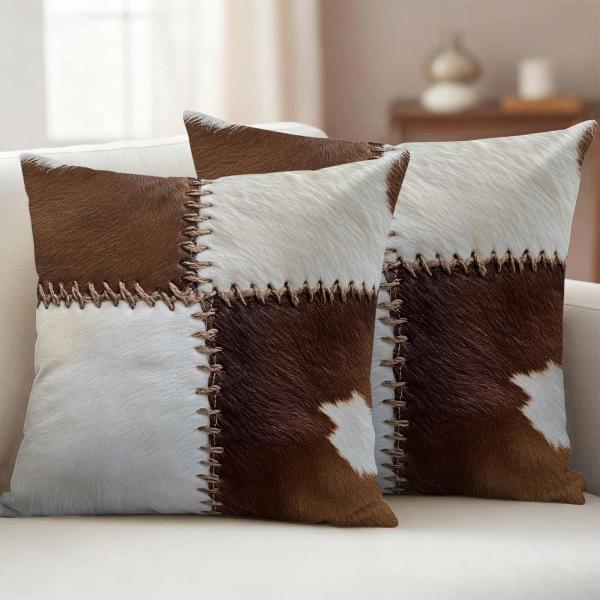 商品名:  Vyrn Klynt Waterproof Throw Pillow Covers Set of 2 Cowhide Leather Collage Art Outdoor Cushion Cover Pillow Protec...