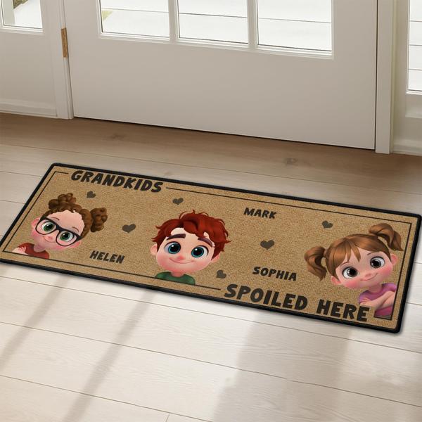 商品名:  Wrappiness Personalized Grandkids Runner Rug - Life is Better with Grandkids Runner Mat Gift for Grandma Grandpa G...