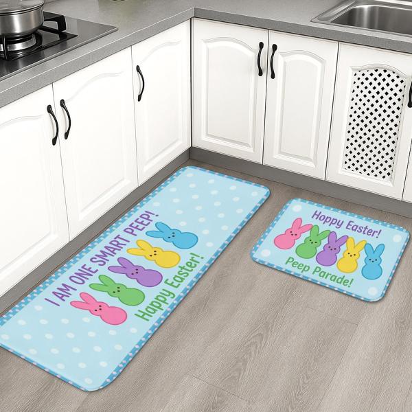 商品名:  Spring Bunny Kitchen Mats for Floor, Colorful Cute Peep Design Soft Mats, Easter Cushioned Comfort Washable Non Sl...