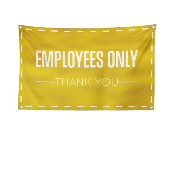 商品名:  Employees Only Tapestry with Silver Grommets - 100D Polyester Yellow Staff Only Wall Hanging for Business Office R...