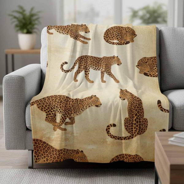商品名:  Africa Leopard Animal Fleece Blanket, Vintage Gradient Abstract Simple Super Soft Fleece Throw Blanket Cozy Warm F...
