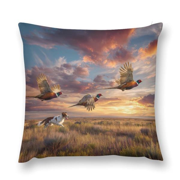 商品名:  Dogs Hunting Pheasants Pillow Cases Soft Plush Throw Pillowcases Decorative Pillow Cover for Sofa Living Room Bedブ...
