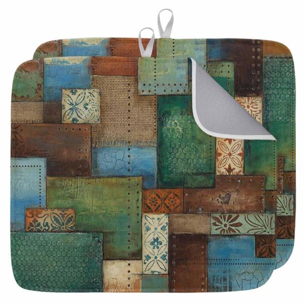 商品名:  Bohemian 2 Pack Dish Drying Mat for Kitchen Counter 16''x18'' Modern Mottled Art Prints Geometric Plaid Patchwork ...