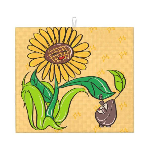 商品名:  Phayah Sunflower Seeds And Sunflowers Pattern Dish Drying Mat For Kitchen Counter Absorbent, Aesthetics Kitchen De...