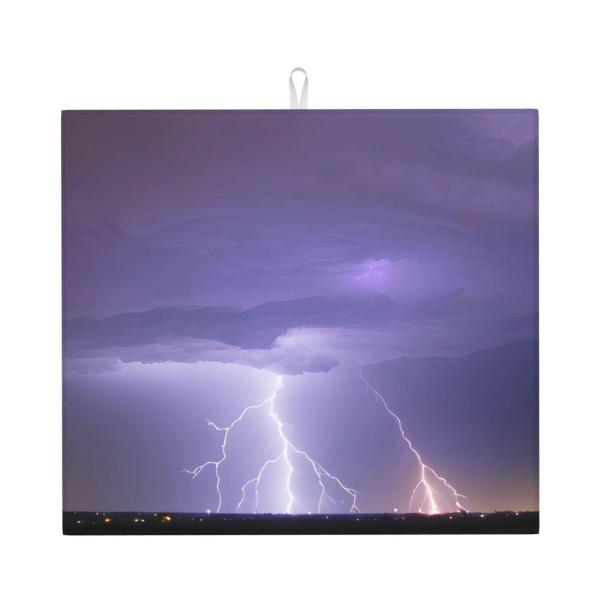 商品名:  Phayah Lightning Storm Pattern Dish Drying Mat For Kitchen Counter Absorbent, Aesthetics Kitchen Decor 18"X16"ブランド...
