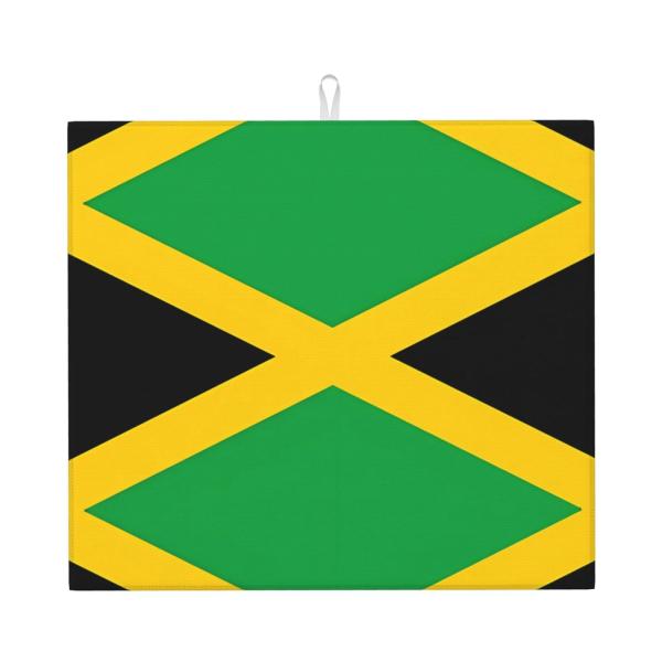商品名:  Phayah Jamaica Flag Pattern Dish Drying Mat For Kitchen Counter Absorbent, Aesthetics Kitchen Decor 18"X16"ブランド: P...