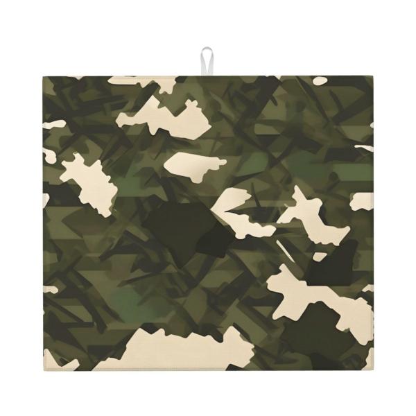 商品名:  Phayah Army Camouflage Pattern Dish Drying Mat For Kitchen Counter Absorbent, Aesthetics Kitchen Decor 18"X16"ブランド...