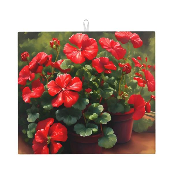 商品名:  Phayah Red Geraniums Pattern Dish Drying Mat For Kitchen Counter Absorbent, Aesthetics Kitchen Decor 18"X16"ブランド: ...