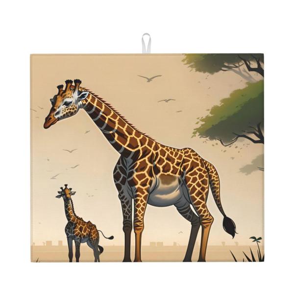 商品名:  Poezjzw Mother And Child Giraffe Printed Dish Drying Mats Counter Absorbent Reversible Kitchen Countertop Protecto...