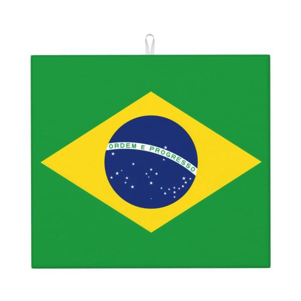 商品名:  Phayah Brazilian Flag Pattern Dish Drying Mat For Kitchen Counter Absorbent, Aesthetics Kitchen Decor 18"X16"ブランド:...