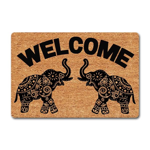 商品名:  Funny Welcome Doormats for Front Door Welcome Bohemian Style Elephant Bohemian Doormat Personalized Monogram Kitch...