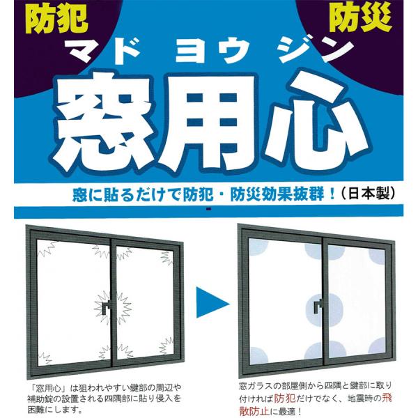 この商品は四隅用シート4枚、鍵部用半月型シート1枚のセットです。1セットで窓1枚分となります。災害や泥棒から窓を守る５点貼り付けシートです。強風や地震の揺れに耐え、泥棒の侵入を防ぎます！５点に貼るだけなので一人でも設置ができ、作業も簡単です...