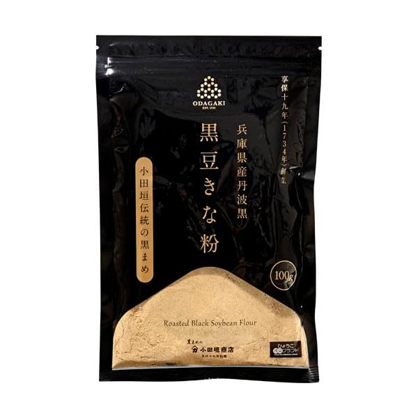 「商品情報」商品の説明兵庫県産丹波黒黒豆きな粉 100g。原材料・成分黒大豆（兵庫県産、遺伝子組み換えでない）「主な仕様」常温原材料: 黒大豆（兵庫県産、遺伝子組み換えでない）ブラント名: 小田垣メーカー名: 小田垣