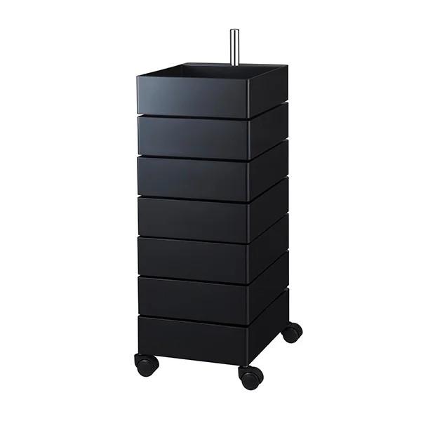 43881：回転スライスワゴン 7段 ブラック【仕様】■商品サイズ：約幅31.5×奥行42.5×高さ82cm ■素材/材質：ABS樹脂 ■重量：約12kg ■推奨耐荷重：約20kg【関連ワード】ワゴン キャスター付き 7段 トレイ 360度...