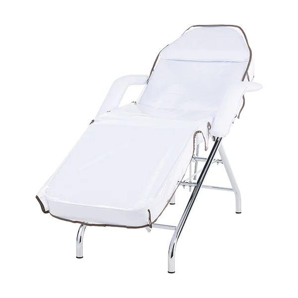 45438：フェイシャルベッド用ビニールカバー (無孔) 幅53cm【仕様】■数量：1枚 ■使用可能なベッドサイズ：約幅53×長さ172cm ■厚さ：約0.2mm ■梱包サイズ：約81.5×7.2×7cm ■素材：ビニール(PVC) ■耐熱...