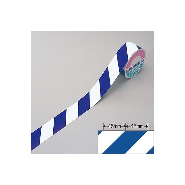作業現場や各種施設の危険表示、立入禁止表示に最適なストライプ柄の反射式ラインテープです。[サイズ]45mm幅×10m×0.15mm