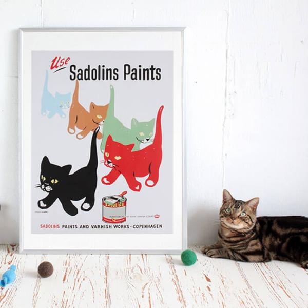 猫 おしゃれ ポスター サドリンペイント インテリアアート リプリント :VRCP13:NUKO NUKO Yahoo!店 - 通販 - Yahoo!ショッピング