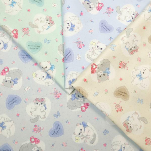 生地は50cm単位での販売になります。ゆうパケット便(メール便)での発送は2.5m(購入数５)まで。商品コード：013-17-cs1669de reve 猫 メルマガ商品／オックス生地生地幅110cm／綿100％オックス生地※メーカー協賛商...