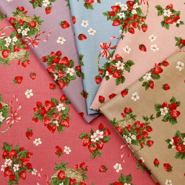 生地は50cm単位での販売になります。ゆうパケット便(メール便)での発送は3m(購入数６)まで。商品コード：013-17-cs1688ribbon＆strawberry メルマガ商品／シーチング生地生地幅110cm／綿100％シーチング生地...