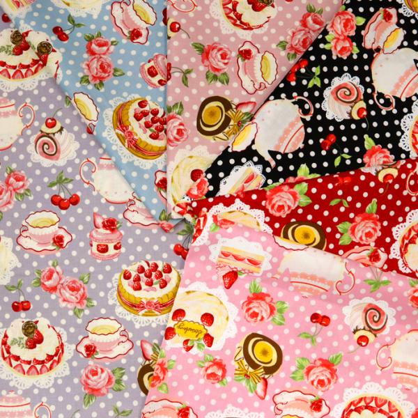 生地は50cm単位での販売になります。ゆうパケット便(メール便)での発送は3m(購入数６)まで。商品コード：013-17-cs1708sweets tea room メルマガ商品／シーチング生地生地幅110cm／綿100％シーチング生地※メ...