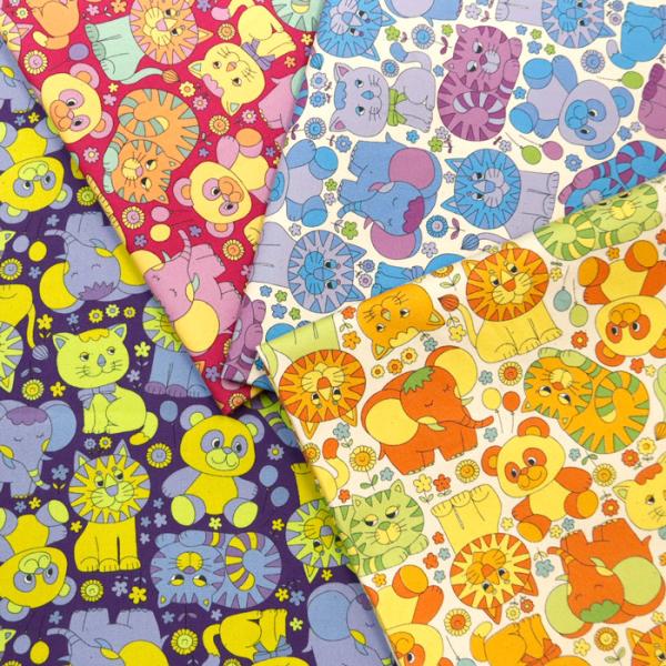 生地は50cm単位での販売になります。ゆうパケット便(メール便)での発送は2.5m(購入数５)まで。商品コード：013-36-kk1568animal柄 Retro School／オックス生地生地幅110cm／綿100％オックス生地レトロか...