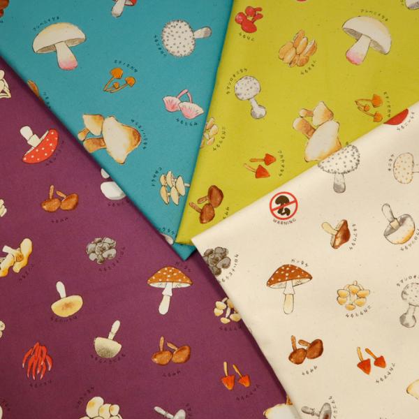 生地は50cm単位での販売になります。ゆうパケット便(メール便)での発送は2.5m(購入数５)まで。商品コード：013-36-kk1667毒キノコ 図鑑シリーズ／オックス生地生地幅110cm／綿100％オックス生地楽しい図鑑シリーズから「毒...