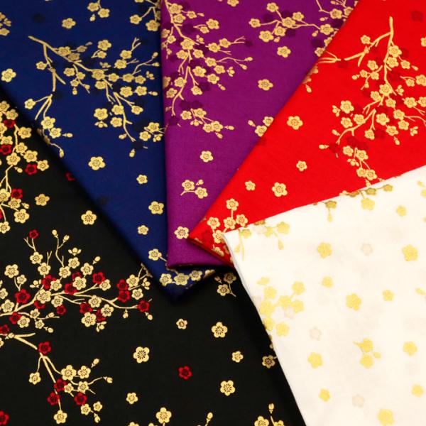 生地は50cm単位での販売になります。ゆうパケット便(メール便)での発送は3m(購入数６)まで。商品コード：014-17-cs1506梅 ChinesePattern／シーチング生地生地幅110cm／綿100％シーチング生地Chineseテ...