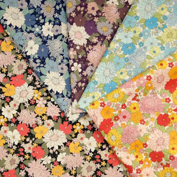 生地は50cm単位での販売になります。ゆうパケット便(メール便)での発送は2.5m(購入数５)まで。商品コード：055-10-ba1758Nancy FlowerGarden／ツイル生地生地幅100cm／綿100％ツイル生地カラフルで大人可...