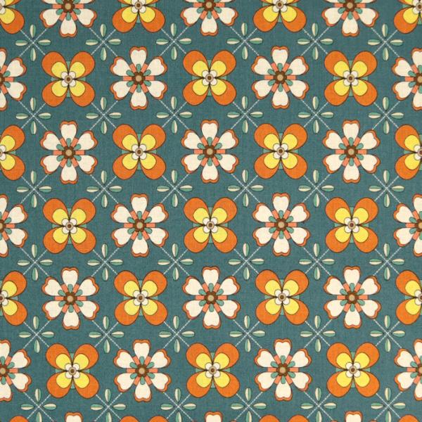 生地は50cm単位での販売になります。ゆうパケット便(メール便)での発送は3m(購入数６)まで。商品コード：055-17-cs1243RETONO pattern un/no／シーチング生地（チンツ加工）生地幅110cm／綿100％シーチン...