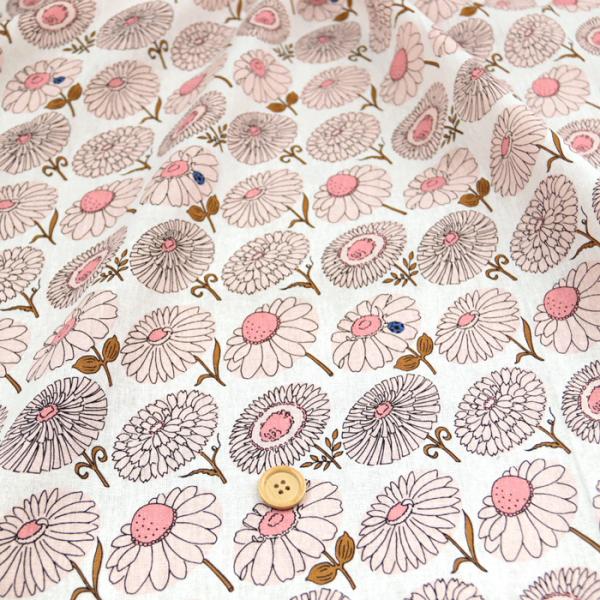 生地は50cm単位での販売になります。ゆうパケット便(メール便)での発送は2m(購入数４)まで。≪無料レシピ有≫商品コード：055-33-ec1050539sひなぎく≪isso-ecco≫／綿麻キャンバス生地生地幅110cm／リネン(麻)2...