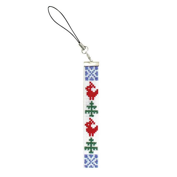 ●北欧テイストのクロスステッチキットストラップ(*＾＾*） ※初心者向け◆出来上がりサイズ：本体全長約17cm（ししゅう部分約縦9.5cm×横1.5cm）◆キット内容： 25番ししゅう糸（綿100％）、ビニールキャンバス、ストラップ、ひも止...