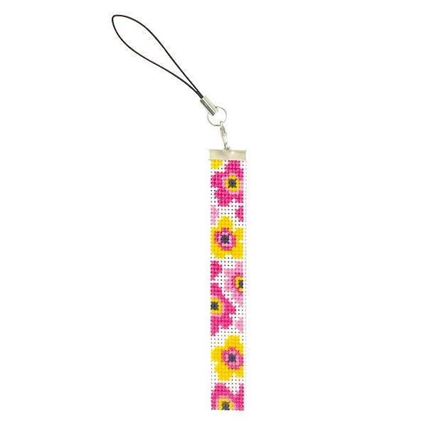 ●北欧テイストのクロスステッチキットストラップ(*＾＾*） ※初心者向け◆出来上がりサイズ：本体全長約17cm（ししゅう部分約縦9.5cm×横1.5cm）◆キット内容： 25番ししゅう糸（綿100％）、ビニールキャンバス、ストラップ、ひも止...