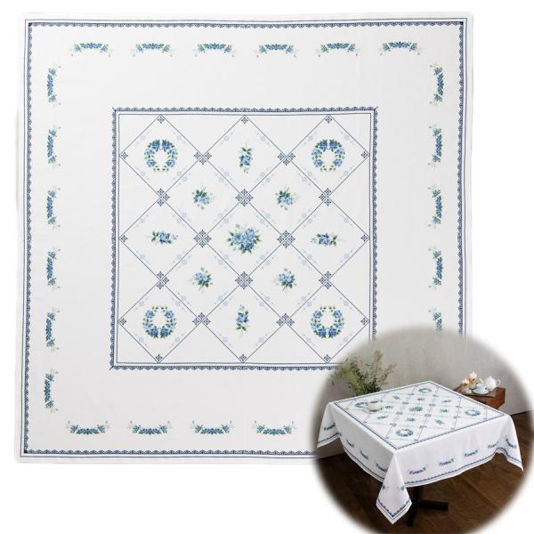 ■約 縦150cm×横150cmクロス・ステッチ上級者の方におすすめの大作キット。オノエ・メグミさんデザイン、5種類のブルーローズのモチーフをあしらった美しいパネル柄のテーブルクロス。6万目を超える作りごたえのある作品です。●制作目安時間：...