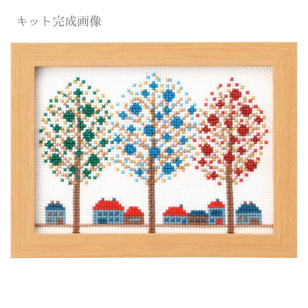 ■額外径：約縦15cm×横20cm、額内径：約縦11.6cm×横16.6cm季節に合わせて変わりゆく情景を刺しゅうで表現するクロスステッチキット・木製フレーム付き。「マリー・カトリーヌ コレクション」シリーズです。季節の節目のお祝いや、その...