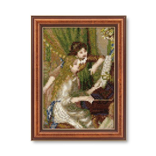 ■額外径 : 約縦20.8cm×15.8cm、額内径 : 約縦16.8cm×横11.8cm世界の名画を手仕事で。ミニフレーム付きですぐに飾れるクロスステッチのキットです。人気の高い名画・ルノワールの「ピアノに寄る少女たち」を多彩な刺しゅう糸...