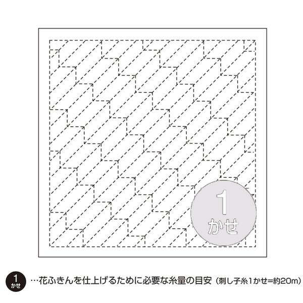 ●お好みの柄をお好きな色で♪ 模様と糸の色を選んで刺し子を楽しめる、図案プリント済みのふきん用の布です。針と糸は付いていません。別売りの刺し子糸からお好きな色を選んでお作りください。図案は水で消えるので、お好みの部分のみ刺して、ほかは無地に...