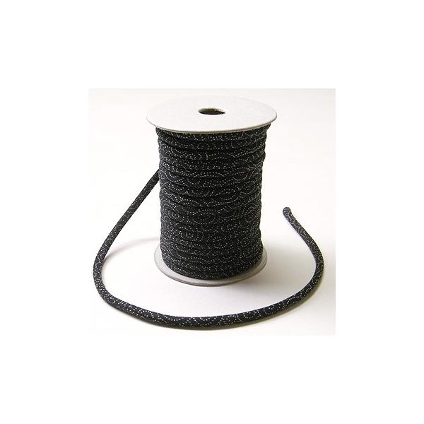 ■表地：綿100%　■中芯：アクリル100% ※10cm単位で販売、価格は10cm分です。数量は10cm単位で入力して下さい(例:1m購入なら数量10) ●小紋柄のコットン生地が丸ひもになりました。黒地に白の柄です。●中の芯（アクリル毛糸使...