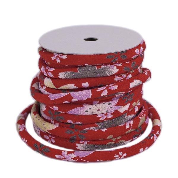 ■表地（ちりめん）：ポリエステル100%　中芯：アクリル100%※10cm単位で販売、価格は10cm分。数量は10cm単位で入力して下さい(例:1m購入なら数量10)。華やかな赤地に、満開の桜が舞う桜祭（さくらまつり）柄。紅白のコントラスト...