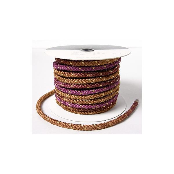 レーヨン90% ポリエステル10%　直径約4mm※10cm単位で販売、価格は10cm分です。数量は10cm単位で入力して下さい(例:1m購入なら数量10) ●上品さとゴージャスさのバランスが絶妙な、美しいひもです！しっかりした組みひもタイプ...