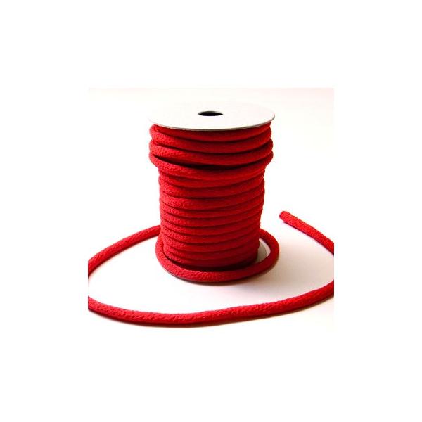 ■表地（ちりめん）：ポリエステル100%　■中芯：アクリル100% ※10cm単位で販売、価格は10cm分です。数量は10cm単位で入力して下さい(例:1m購入なら数量10) ●和風には欠かせない「赤」のちりめん丸ひもです。●中の芯（アクリ...