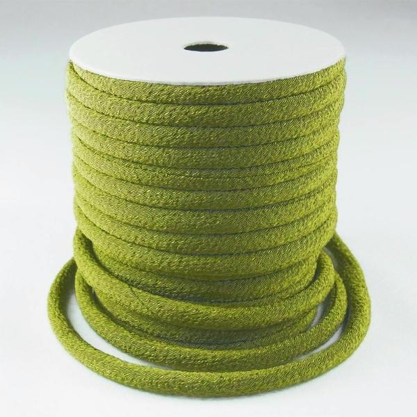 ■表地（ちりめん）：ポリエステル100%　■中芯：アクリル100%※10cm単位で販売、価格は10cm分です。数量は10cm単位で入力して下さい(例:1m購入なら数量10) ●和のイメージのくすんだ黄緑色。色違いの「うぐいす」より明るく黄色...