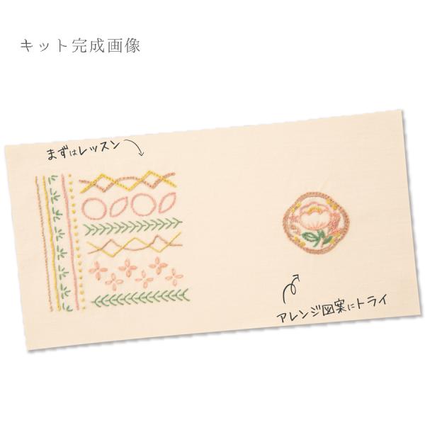 ●ステッチの基礎が身につく！フランス刺しゅうのレッスンクロスキットです。レベルに応じてステップアップできる3タイプをご用意。どのレベルのキットでも基礎は習得できるので、フランス刺しゅうに興味のある方にオススメです。図案は布にプリント済み刺し...