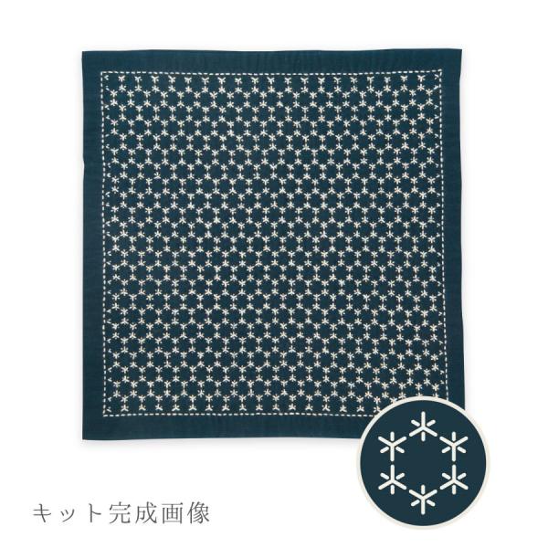 ●一目刺しで作るふきんのキット。白に続き、藍色も登場。かわいらしい模様です。図面にそって縦・横・斜めに縫うだけで伝統柄の花ふきんの出来上がり(^^) 図案プリント済みです。はじめての方でもかんたんに一目刺しが楽しめます。【こちらの商品は手作...