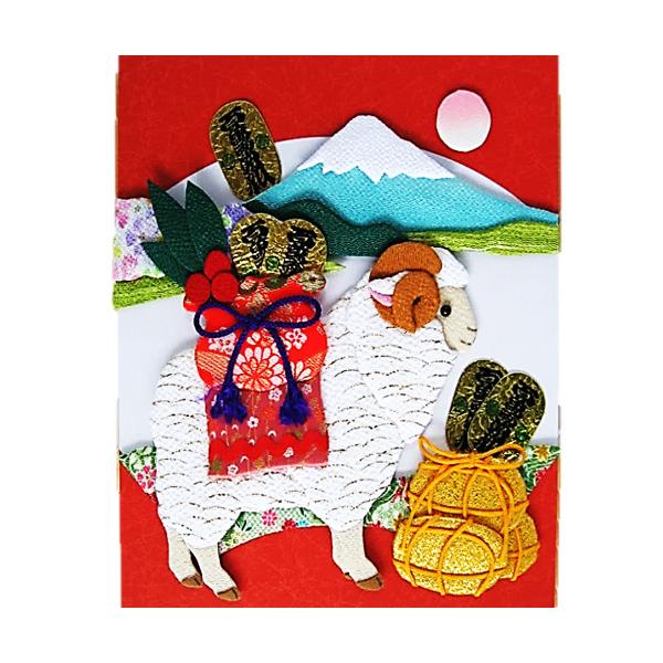 ■できあがりサイズ：約 幅24cm×高さ27cm（色紙サイズ）日の出に染まる富士山を背景に、ふっくらとした白いひつじと小判や米俵を描いた2027年・未年の押し絵キットです。ひつじは白い体に、茶色の巻き角と穏やかな表情が愛らしく、手作りならで...