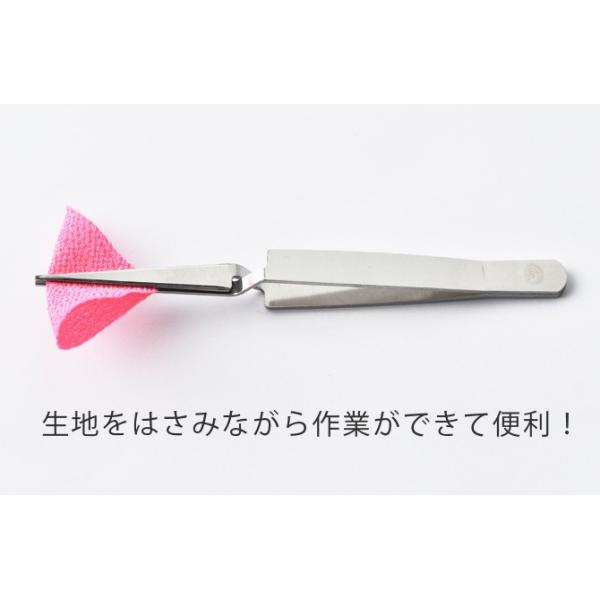 ●つまみ細工の花びらを作るのにとても便利！生地をはさんだまま手を離して作業できるので、作業効率が格段に上がります。とてもオススメなので、是非使ってみてください。●サイズ：約 11.5cm×0.8cm